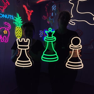 Chess Pawn Neon Sign, Chess Club Led Light Sign, Custom Chess Pieces ...