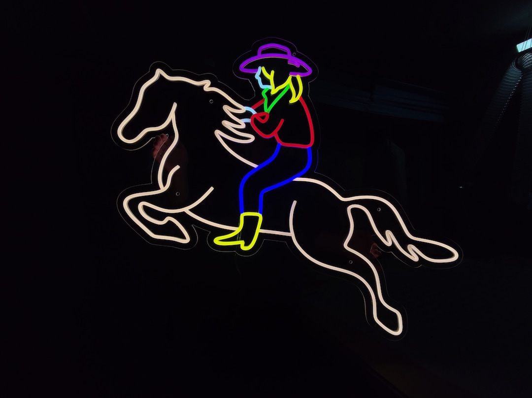 Rodeo Neon Sign, Cowgirl Riding Horse Led Neon, Cowboys Horse Rodeo Led ...