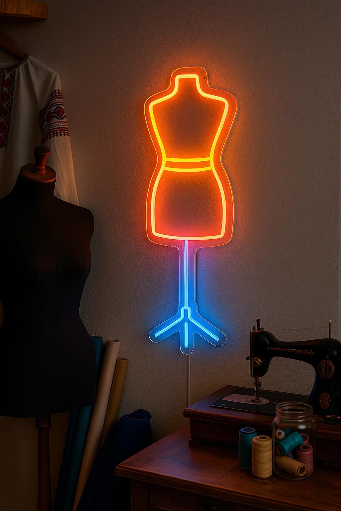 Tailor Mannequin Neon Sign. LED Decor for Tailoring Studio. Neon Decor ...
