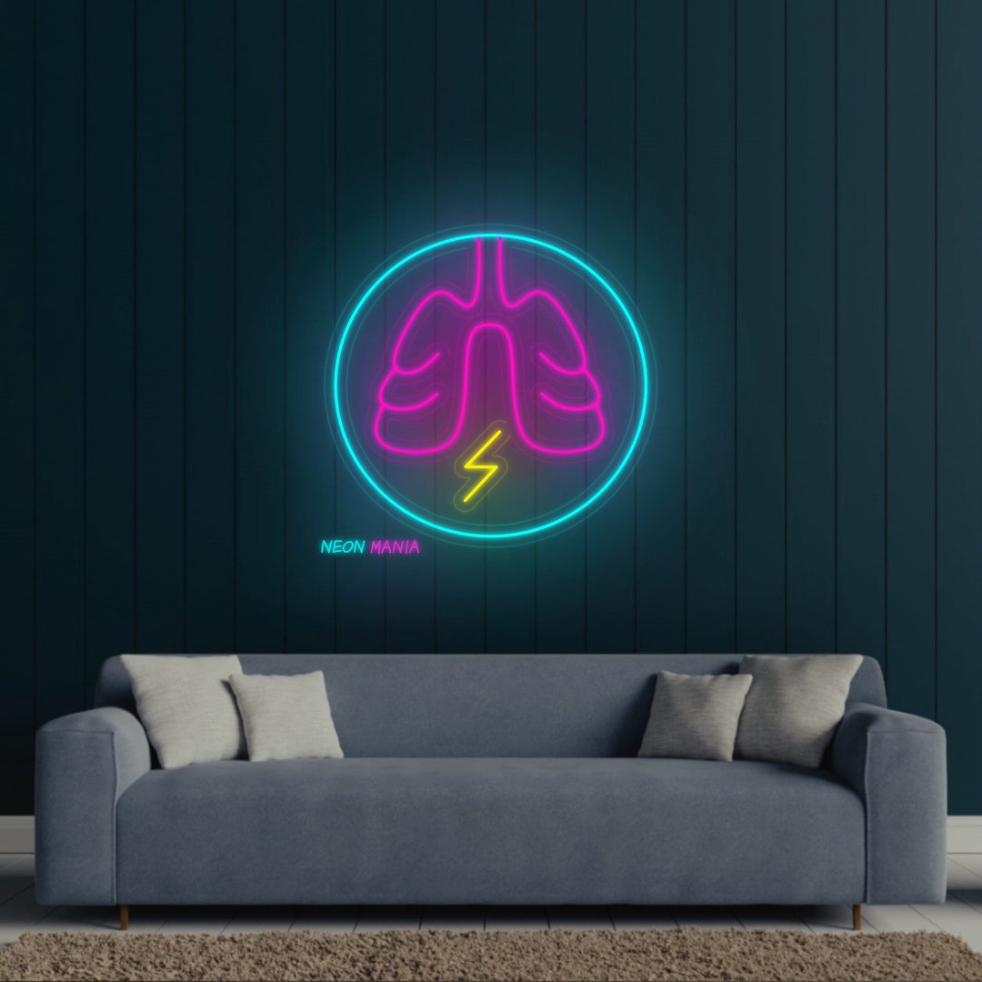 Lungs With Lightning Neon Sign, Human Lungs Led Sign, Human Organ Decor ...
