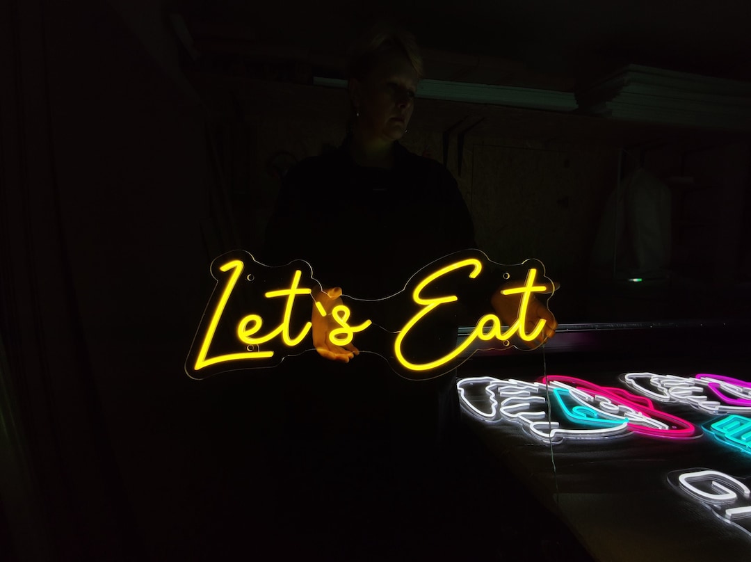 Lets Eat Neon Sign, Lets Eat Led Light, Custom Kitchen Decor Neon Light ...