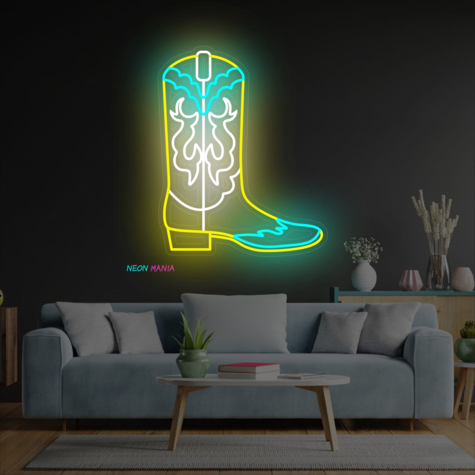 Cowboy Boot Neon Sign, Cowboy Shoe Led Sign, Western Neon Light, Custom ...