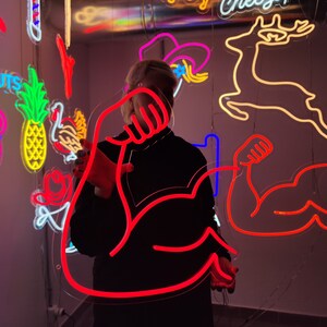 Arm Muscles Neon Sign, Biceps Led Neon, Gym Led Light, Workout Light ...