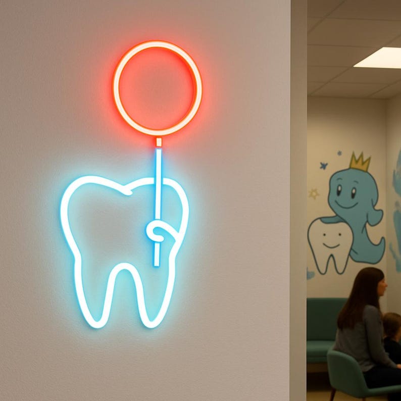 Tooth and Balloon Neon Sign. Dentistry Light. Pediatric Dentist Office ...