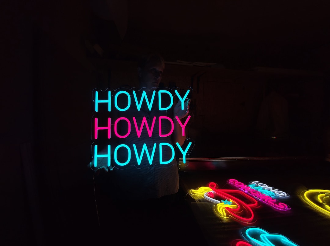 Howdy Neon Sign, Hello Sign, Western Decor Led Sign, North American ...
