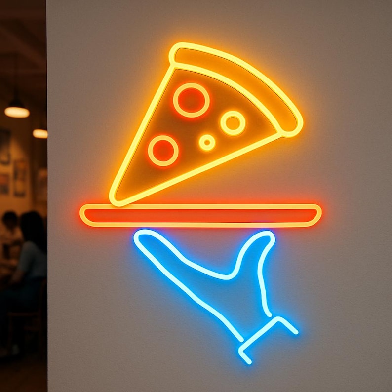 Pizza Neon Sign. Pizzeria Light. Restaurant Led Sign. Gift Idea Chef ...