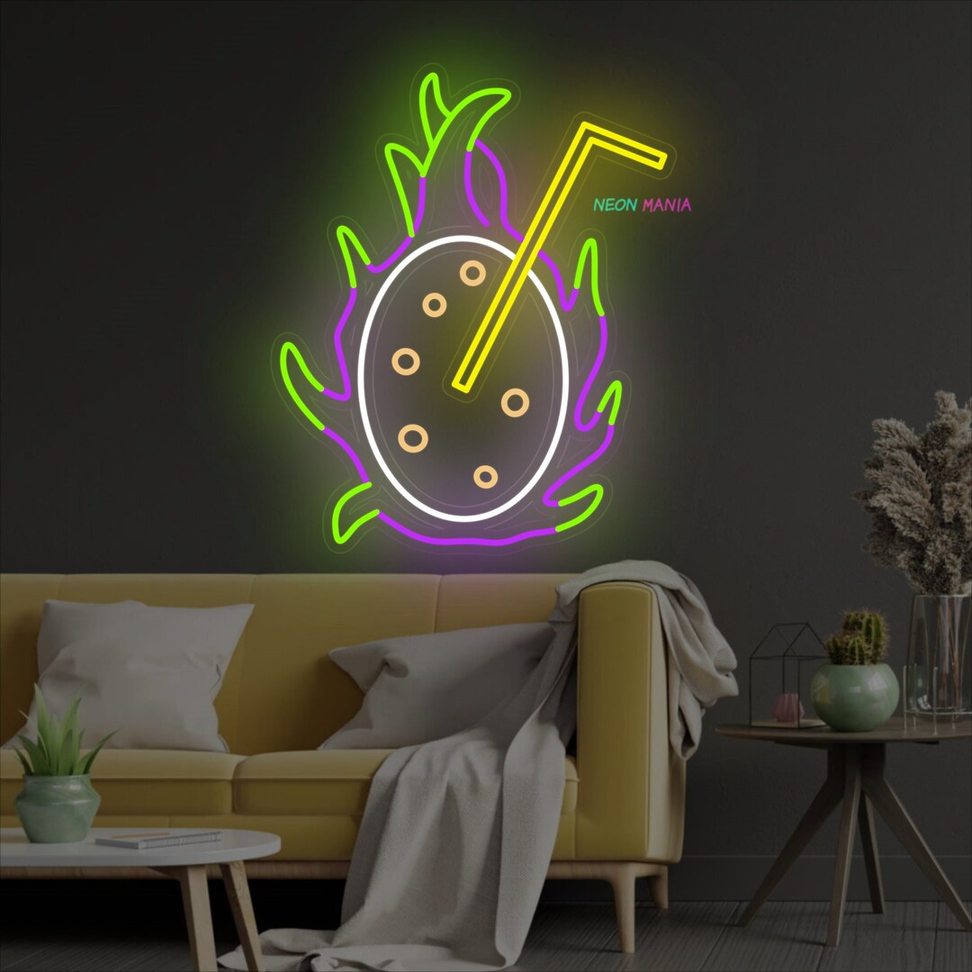 Pitaya Neon Sign, Cut Pitaya Fruit Neon Light for Your Home Decor ...