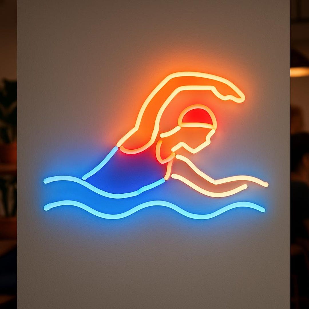 Swimming Woman Neon Sign. Swimming Schools Light. SPA Complexes Led ...