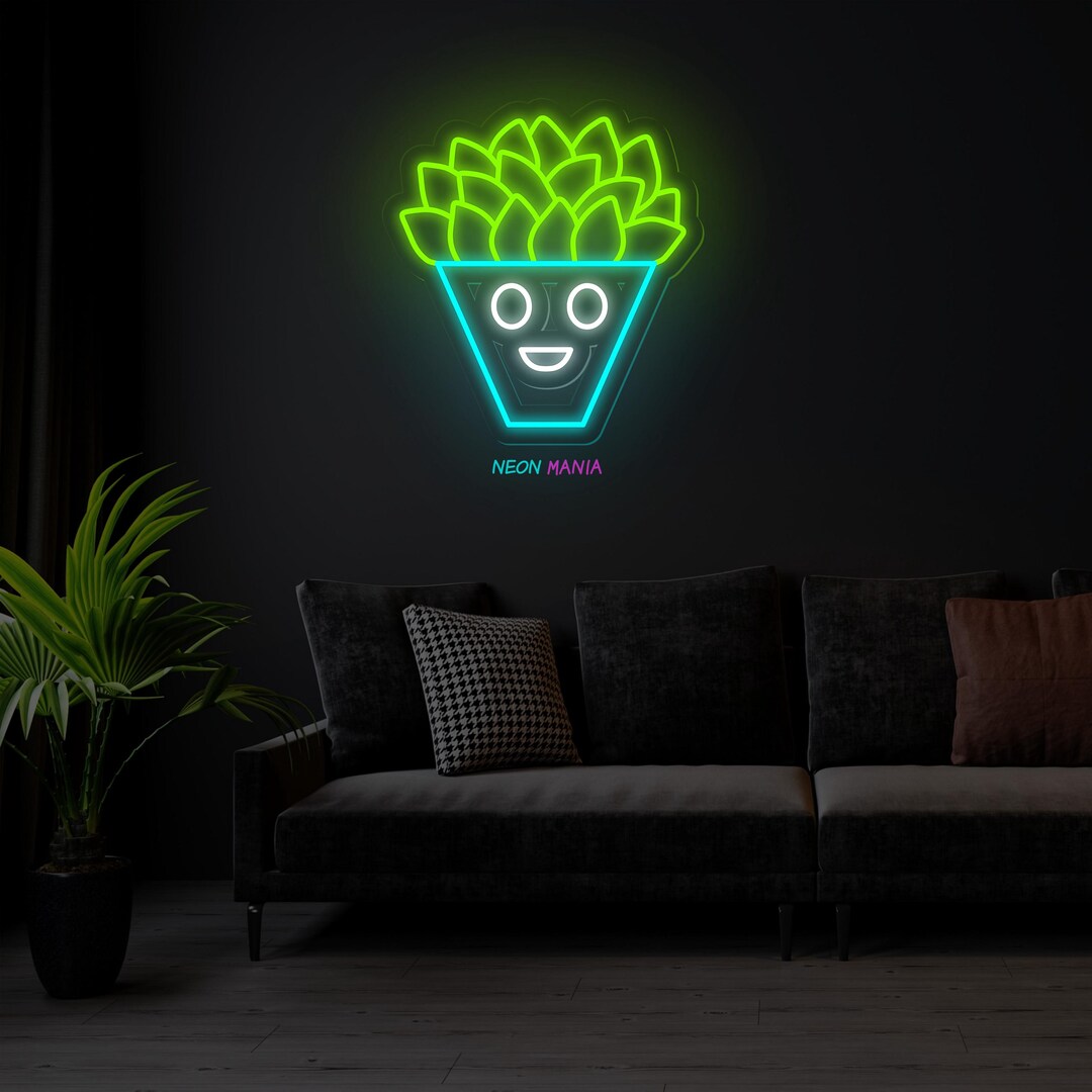 Flower Pot Led Neon Sign. LED Flower Shop Sign. Gift Idea for Plant ...