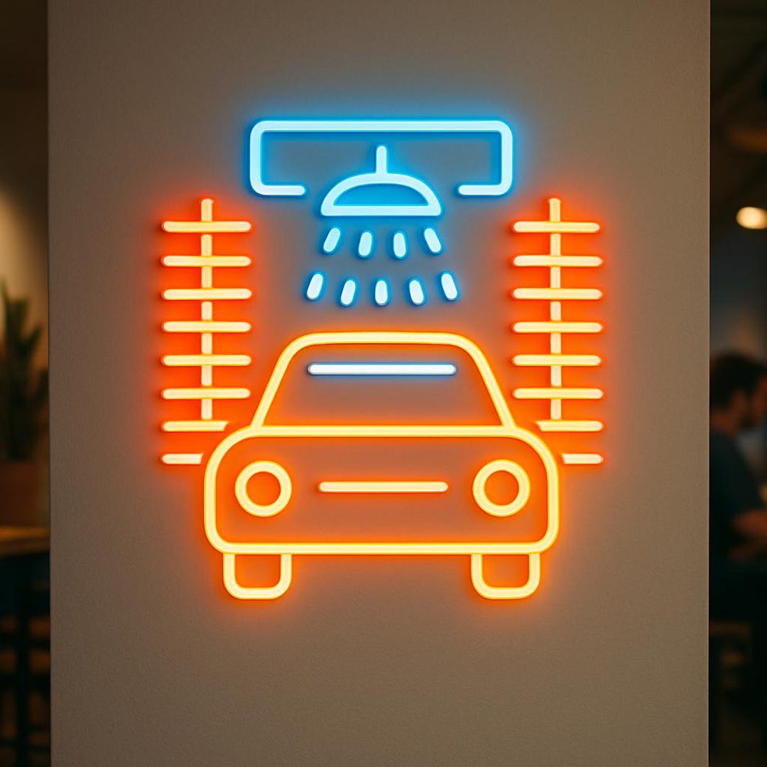Automatic Car Was Neon Sign. Car Wash Light. Car Wash Led Sign. Car ...