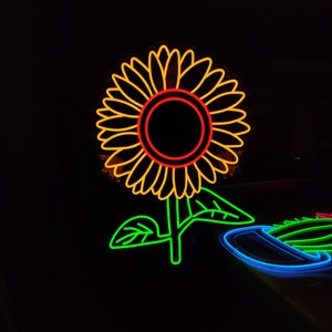 Sunflower Neon Sign, Plant Neon Light, Flower Led Light, Custom ...