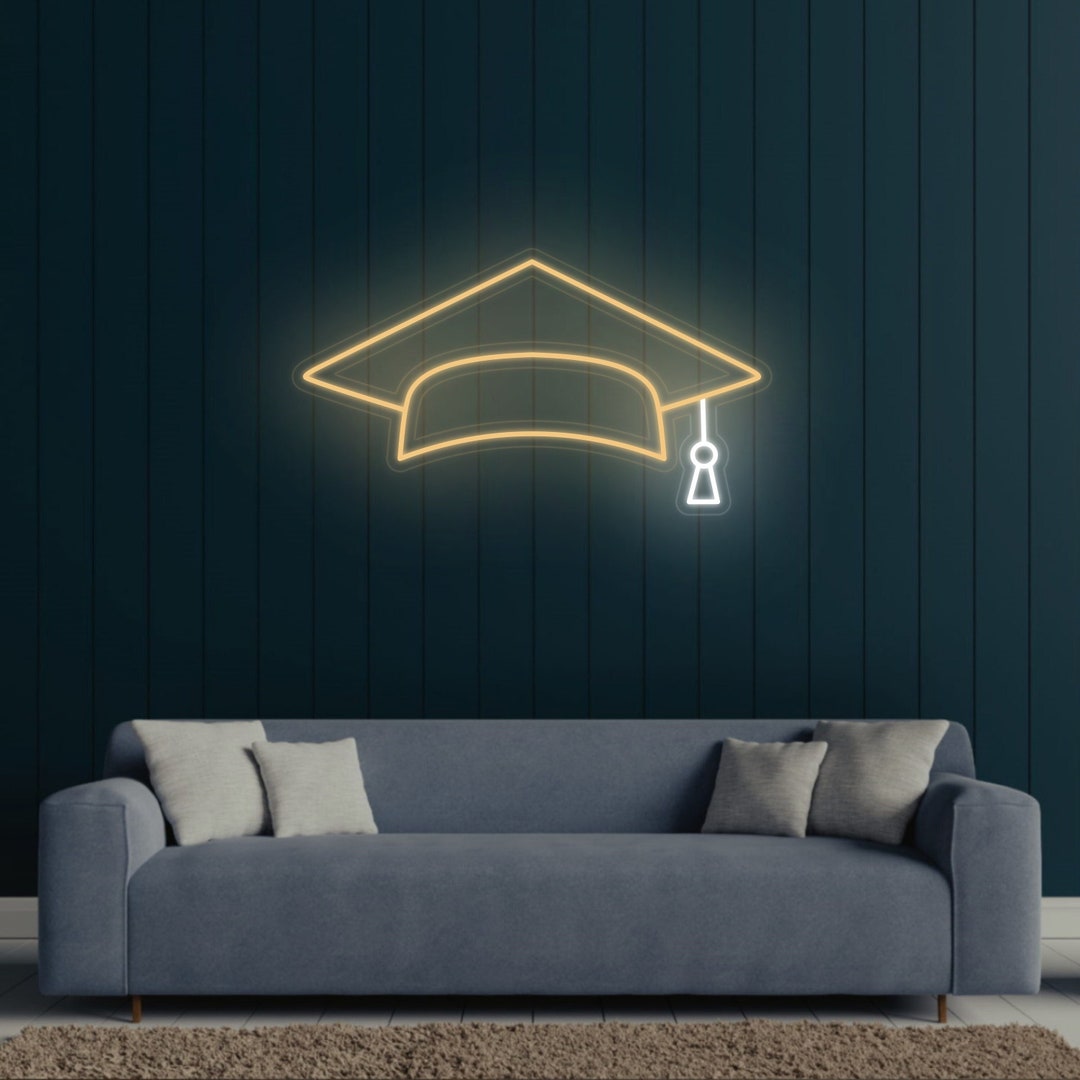 Square Academic Cap Neon Sign, Graduation Cap Sign, Custom Accessory ...