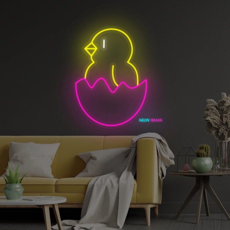 Chick Neon Sign Chicken Led Light Chick in Egg Shell Led - Etsy