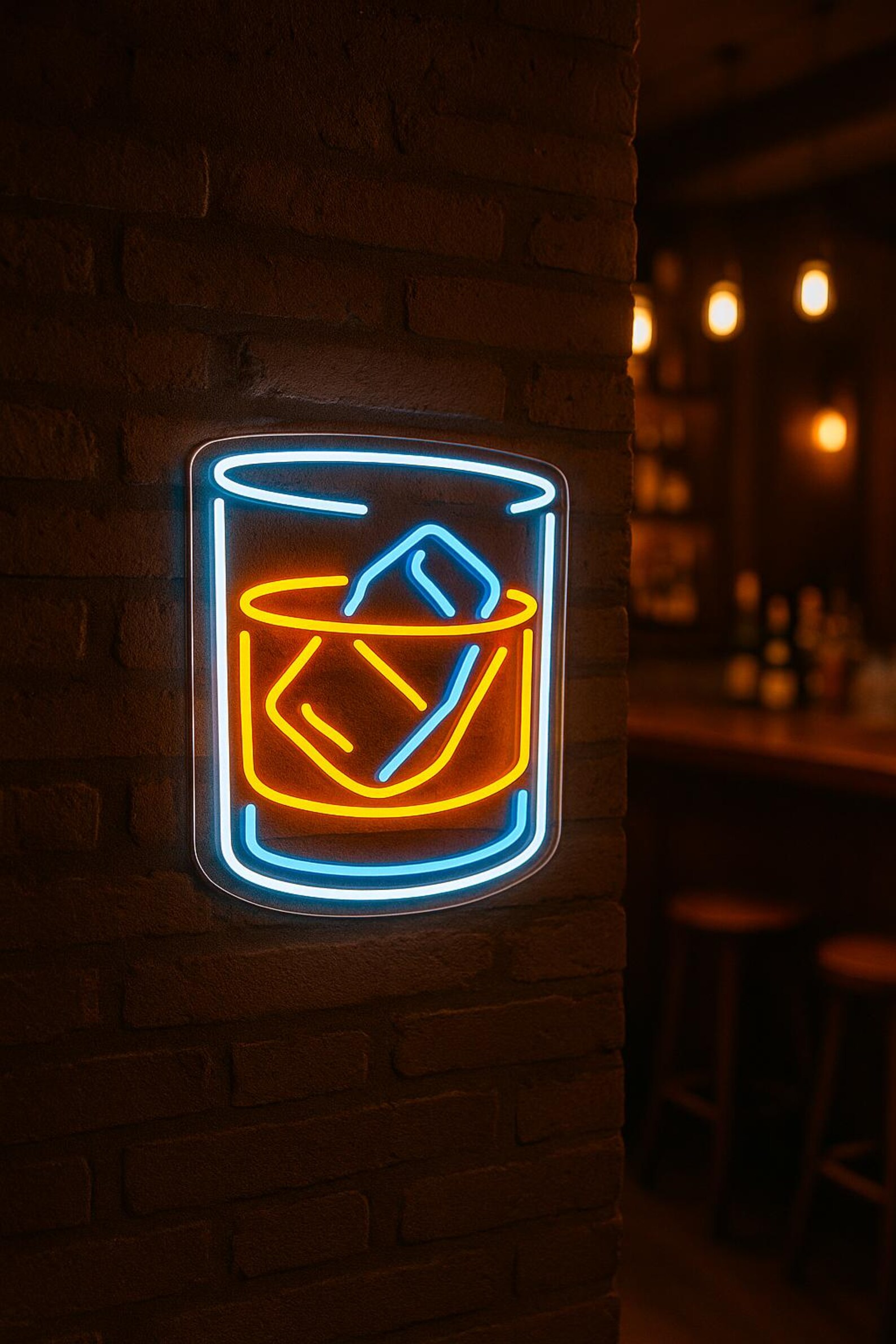 Whiskey Neon Sign. LED Bar Decor. Cocktail With Ice Led Light Decor - Etsy