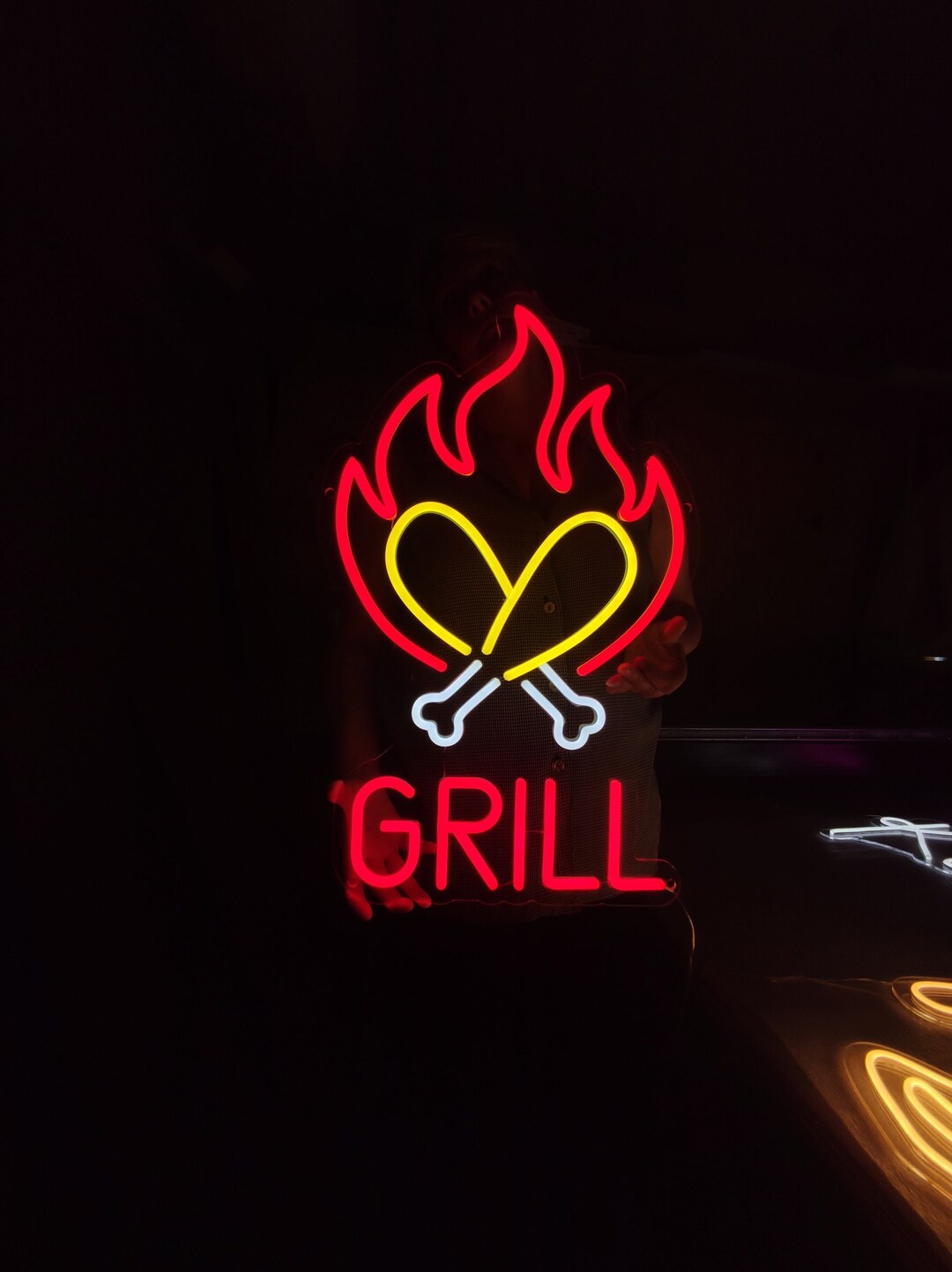 Grill Neon Sign, Chicken Meat Led Sign, Chicken Legs Neon Lights ...