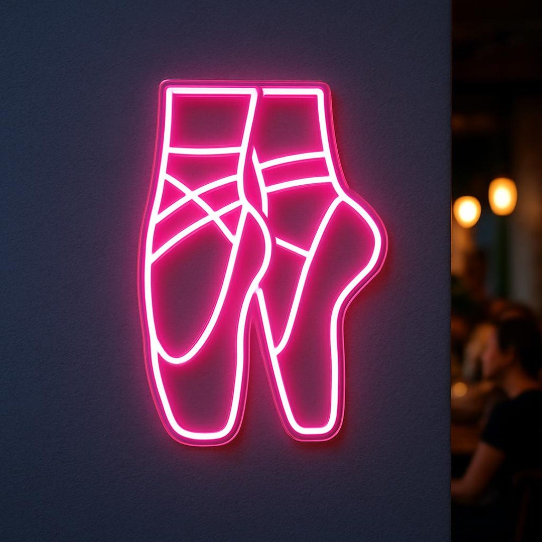 Ballet Shoe Neon Sign. Ballerina Shoes for Dancing Led Light Sign ...
