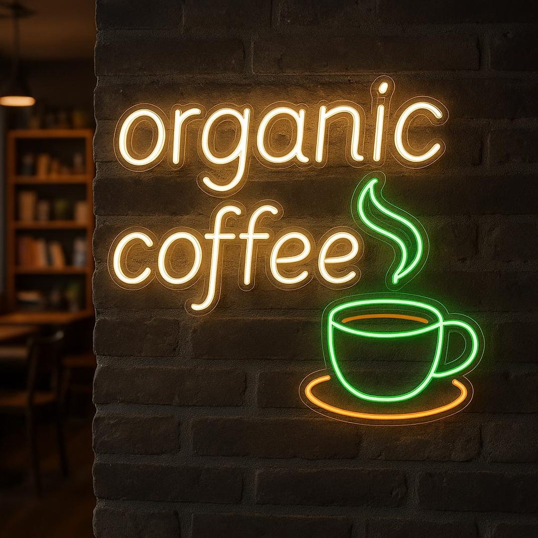 Organic Сoffee Neon Sign. Cafe LED Decor. Barista Gift Idea. Coffee ...