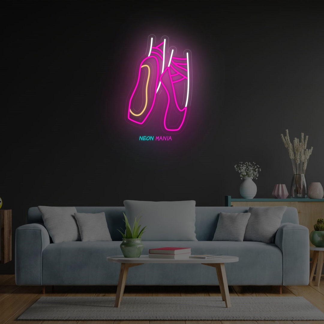 Ballet Shoe Neon Sign. Ballerina Shoes for Dancing Led Light Sign ...