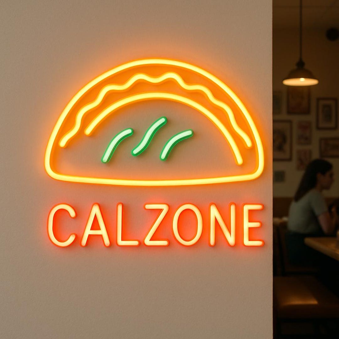 Calzone Neon Sign. Italian Kitchen Light. Closed Pizza Led Sign. Gift ...