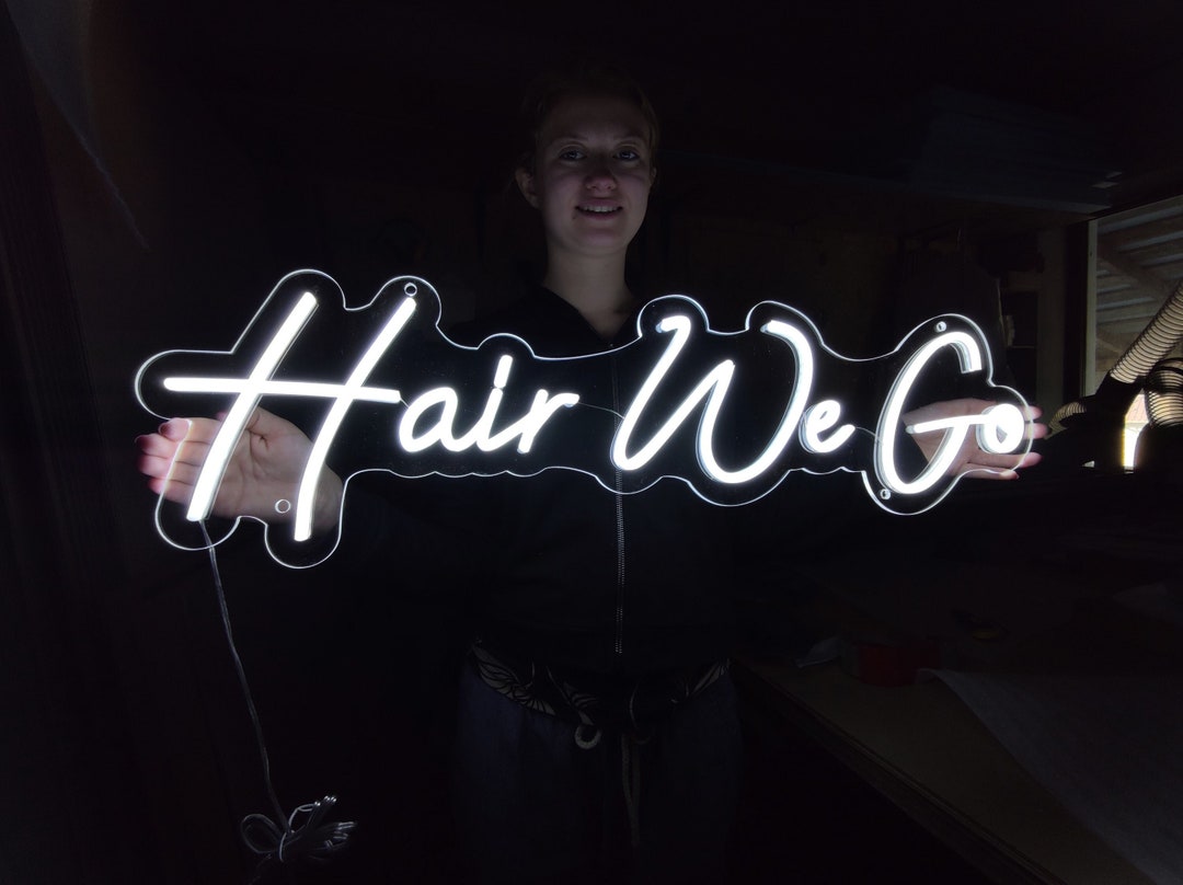 Hair We Go Neon Sign, Hair We Go Led Sign, Hair Salon Neon Lights ...