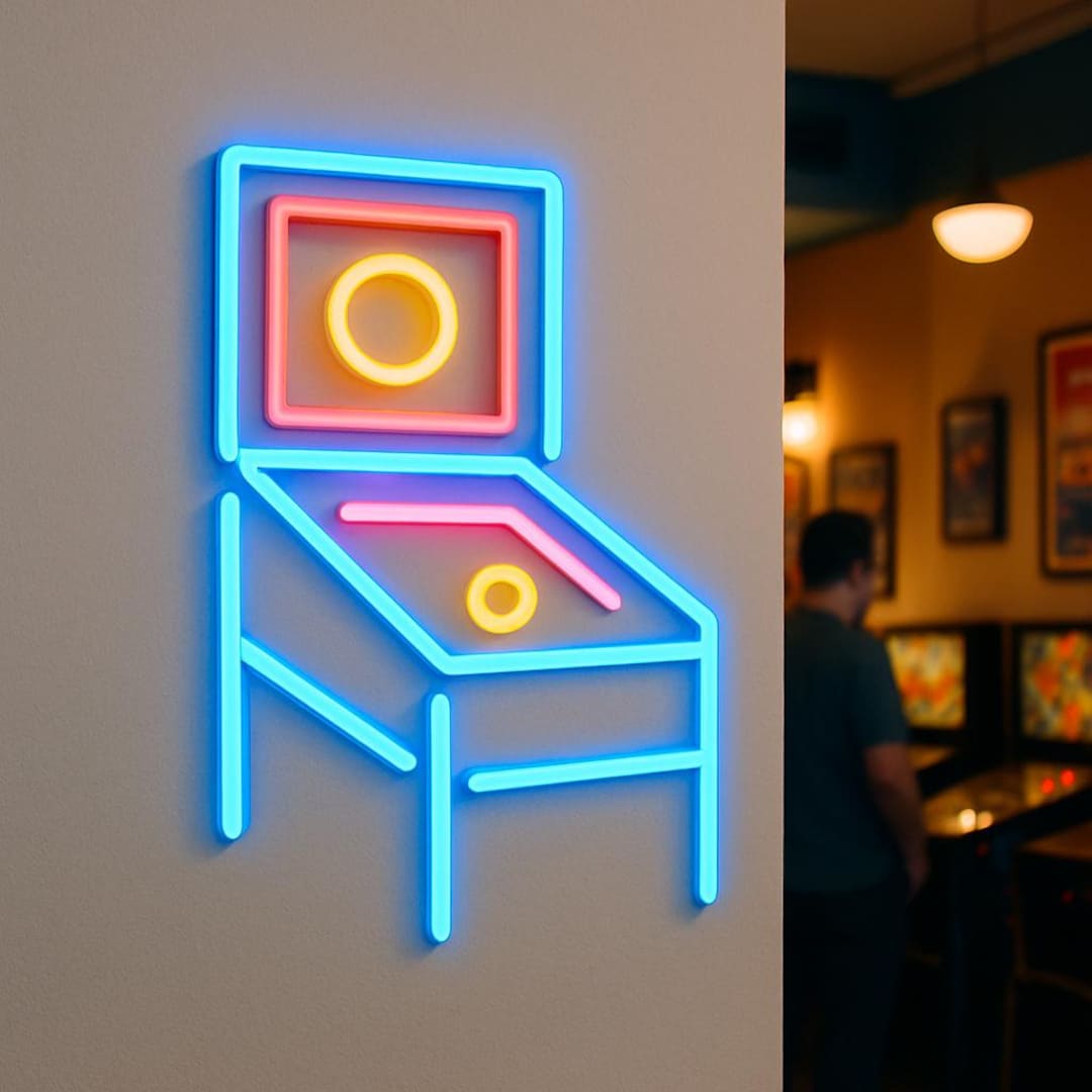 Virtual Pinball Machine Neon Sign. Game Rooms Light. Gaming Clubs Led ...