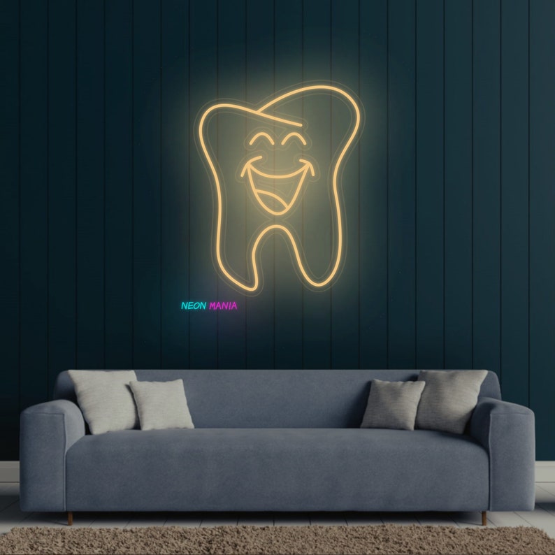 Happy Tooth Neon Sign White Tooth Led Neon Dentist Led - Etsy