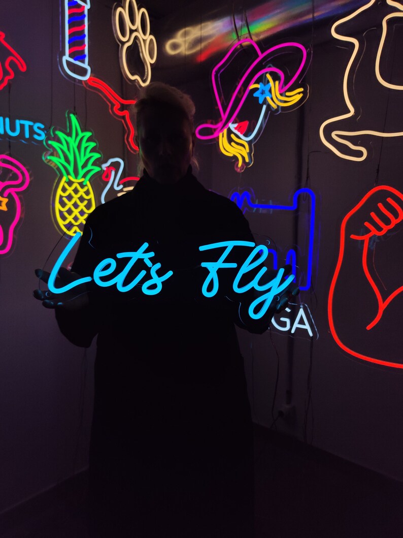 Lets Fly Neon Sign, Custom Fly Led Sign, Romantic Led Light, Custom Bar ...