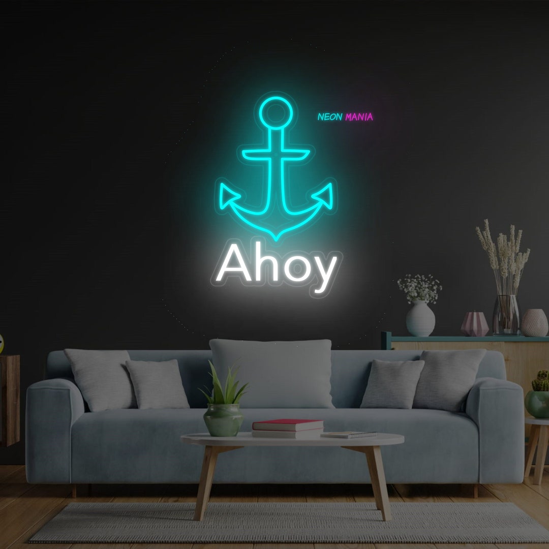 Anchor Neon Sign: the Perfect Sign for Ocean Lovers. Ahoy Led Neon Sign ...