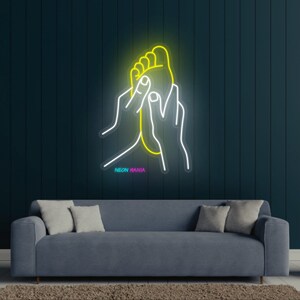 Foot Massage Neon Sign, Foot Reflexology Led Light, Custom Wall Decor ...