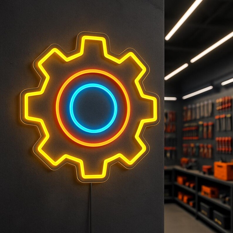 Gear Neon Sign. LED Tool Shop Decor. Mechanics Neon Decor. - Etsy