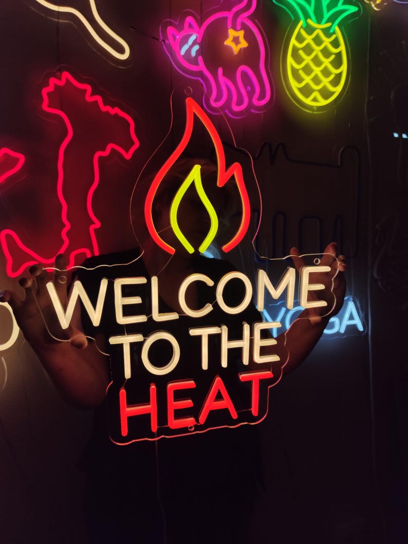 Sauna Neon Sign. Welcome to the Heat, Sauna Time, Bath Broom, Palm Tree ...