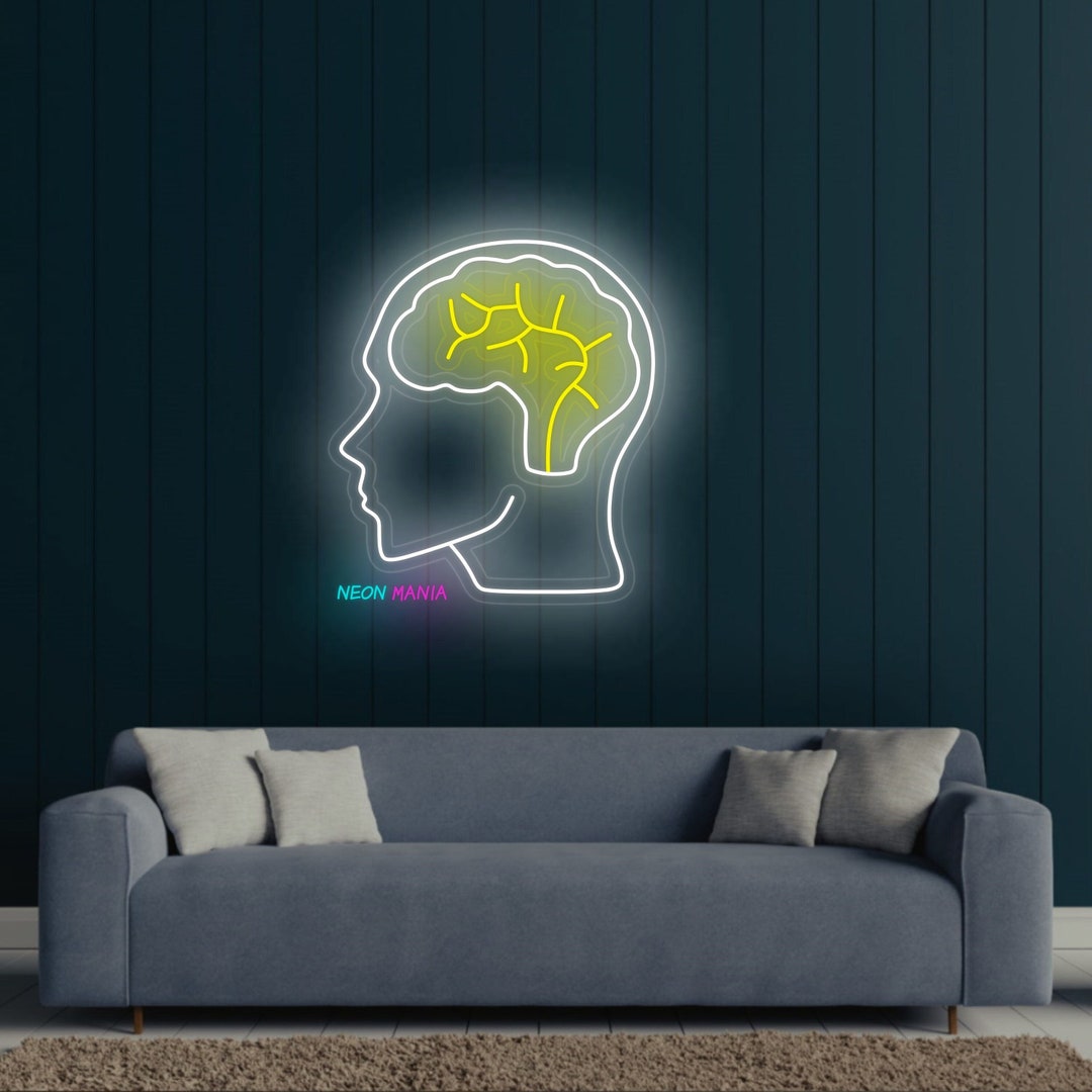 Head With Brain Neon Sign, Human Head With Brain Led Sign, Human Organ ...