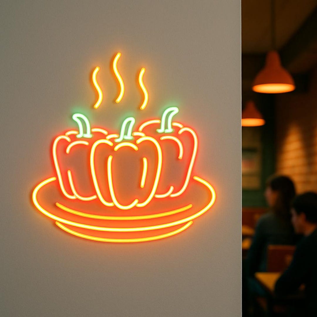 Stuffed Bell Peppers Neon Sign. Restaurant Light. Bistro Led Sign. Gift ...