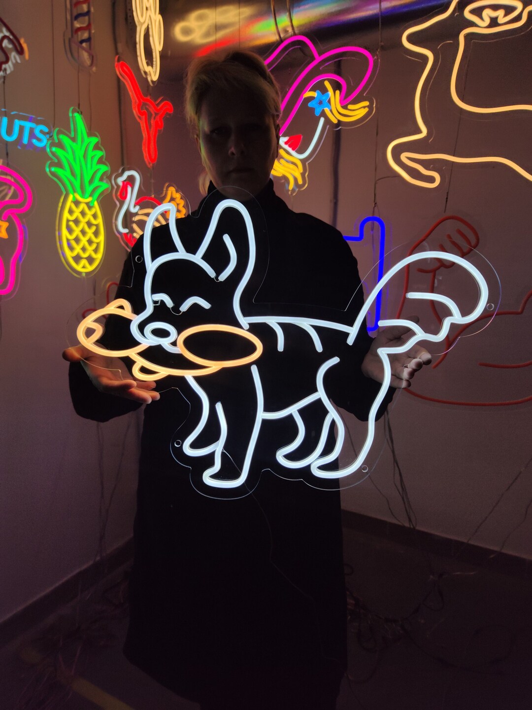 Dog With a Toy Neon Sign, Dog Led Sign, Pet Shop Decor Led Light ...