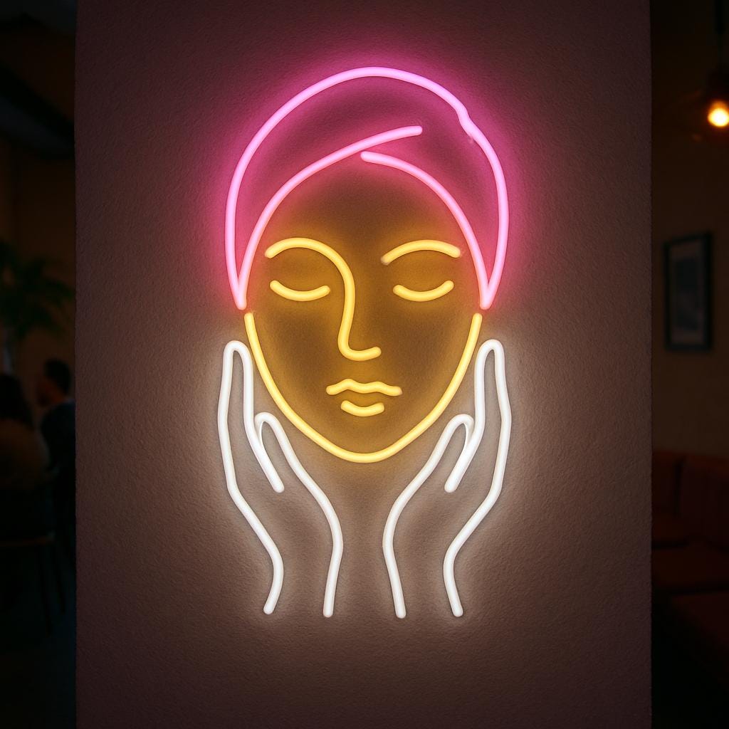 Cosmetology Salons Neon Sign. Wellness Centers Light. Girl With Flower ...