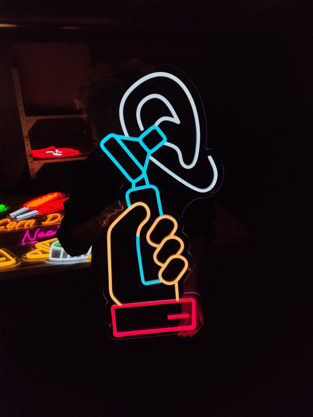 Otoscope in Hand Neon Sign, Human Ear Led Light, Otoscope Led Neon Sign ...