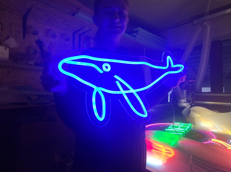 Whale Neon Sign Sea Animals Led Neon Custom Whale Led Light - Etsy