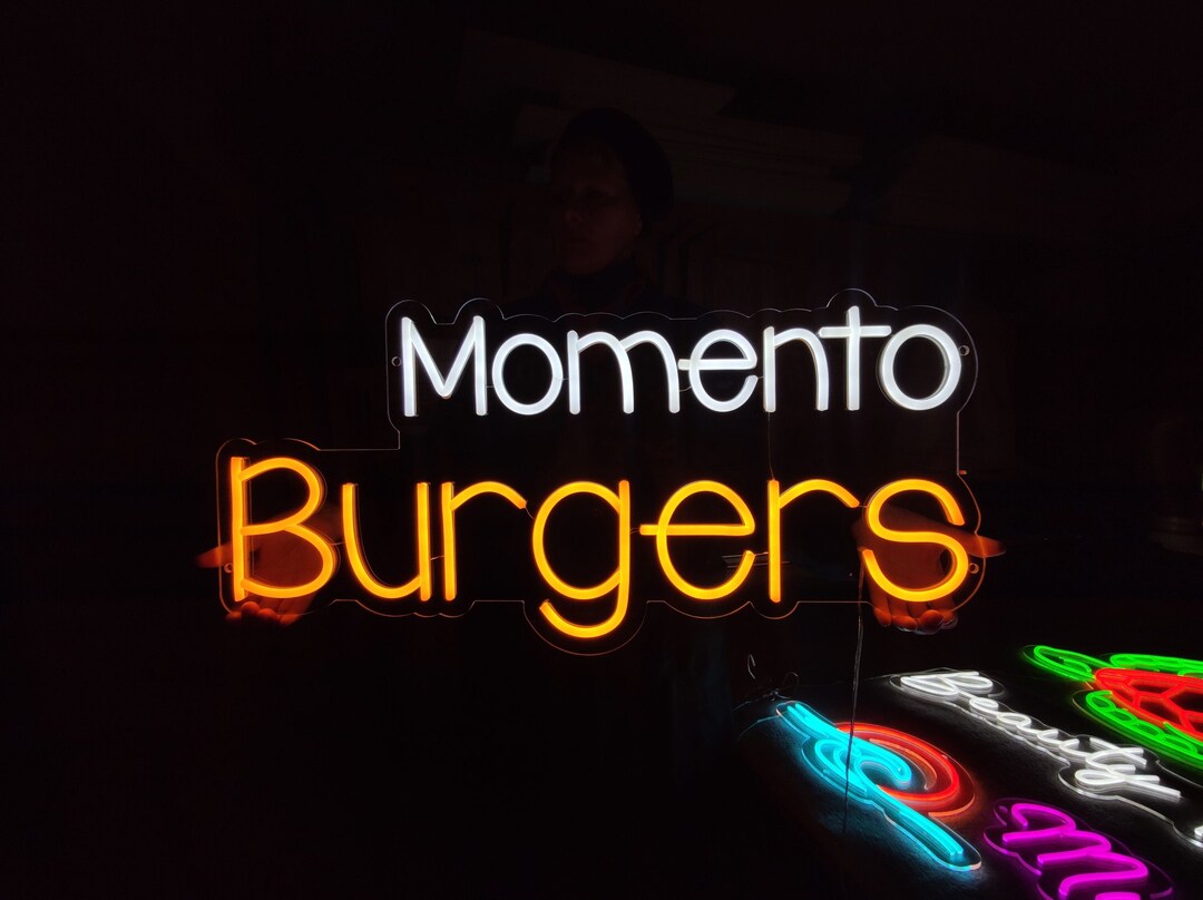 Custom Burgers Neon Sign, Custom Cafe Name Led Light, Custom Burgers ...