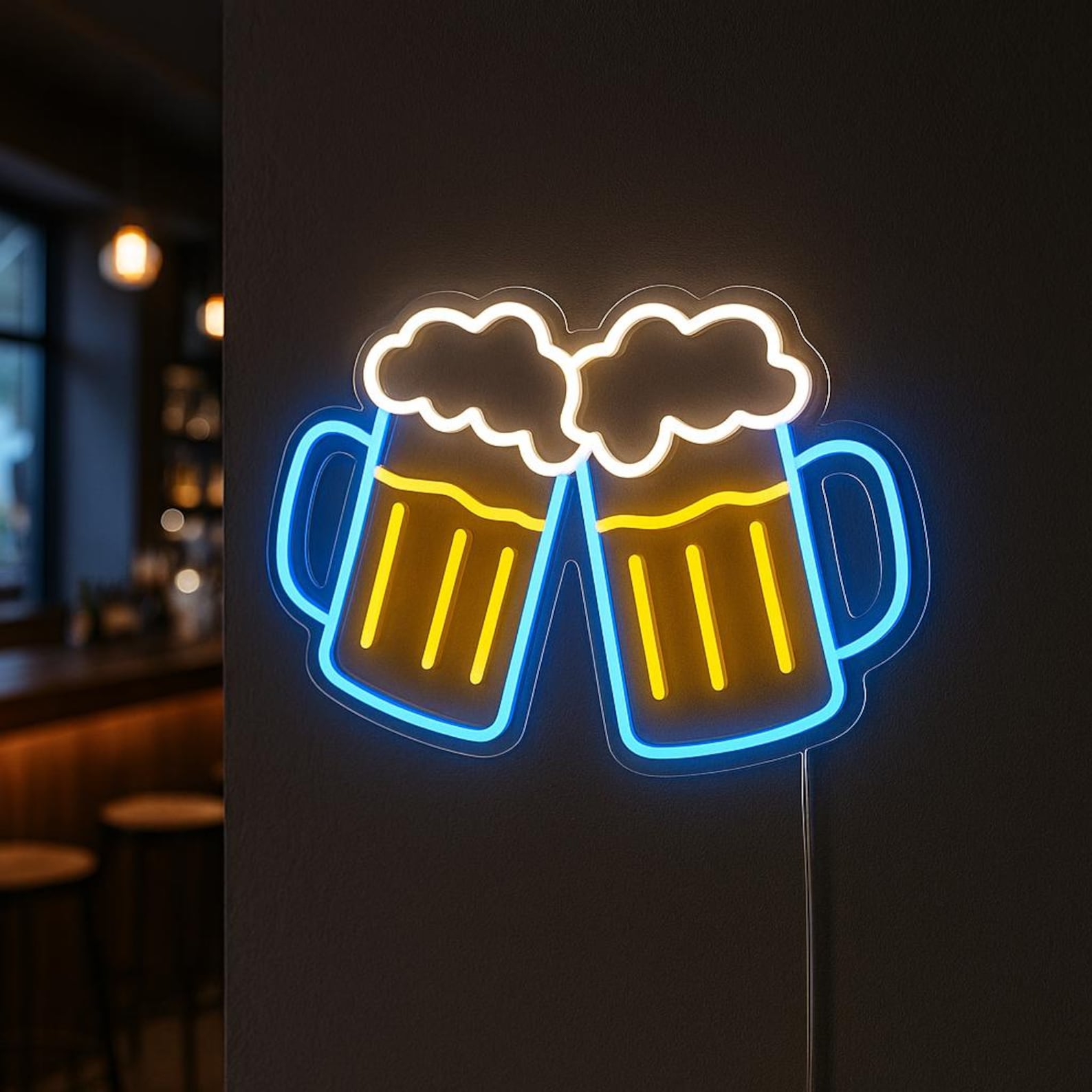 Beer Mug Neon Sign. LED Bar Decor. Neon Pub Decor. Beer Mug With Foam ...