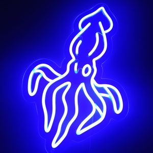 Squid Neon Sign, Ocean Animals Led Sign, Underwater World Inhabitants ...