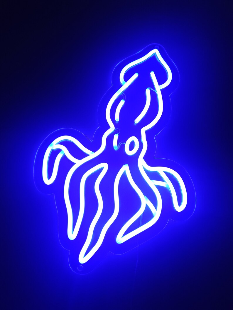 Squid Neon Sign, Ocean Animals Led Sign, Underwater World Inhabitants ...
