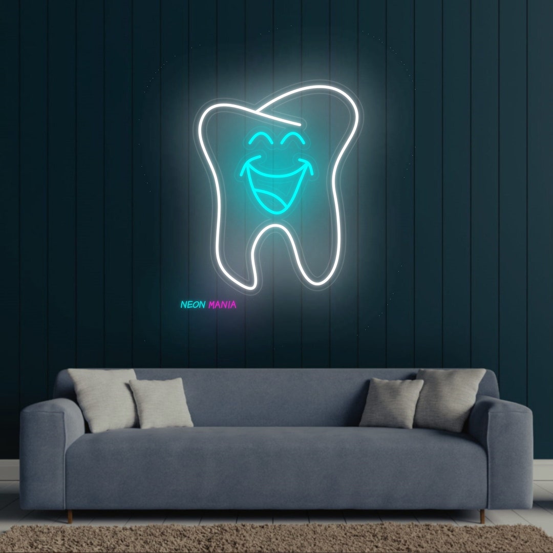Happy Tooth Neon Sign White Tooth Led Neon Dentist Led - Etsy
