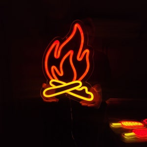 Fire Flame Neon Sign, Flame Led Light Sign, Custom Fire Room Decor Neon ...