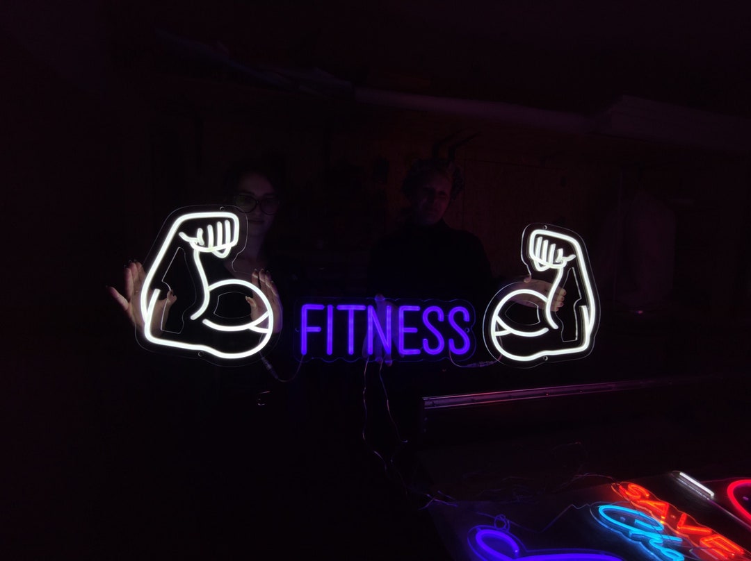Fitness Neon Sign, Fitness Neon Light, Biceps Led Sign, Strong Hands ...