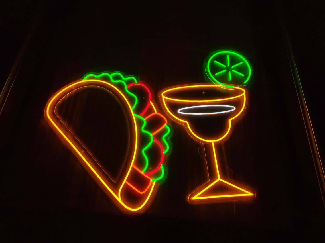 Taco Neon Sign, Tacos Led Light, Mexican Neon Lights, Mexican Food Led ...