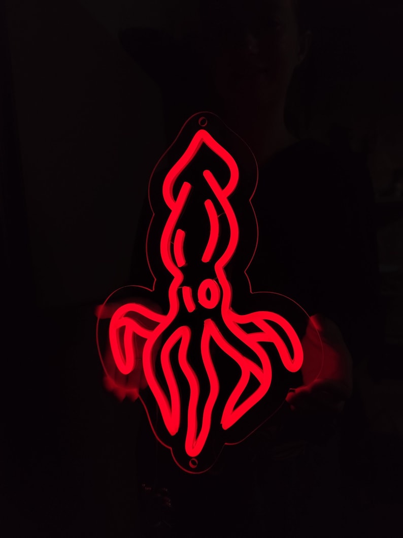 Squid Neon Sign, Ocean Animals Led Sign, Underwater World Inhabitants ...