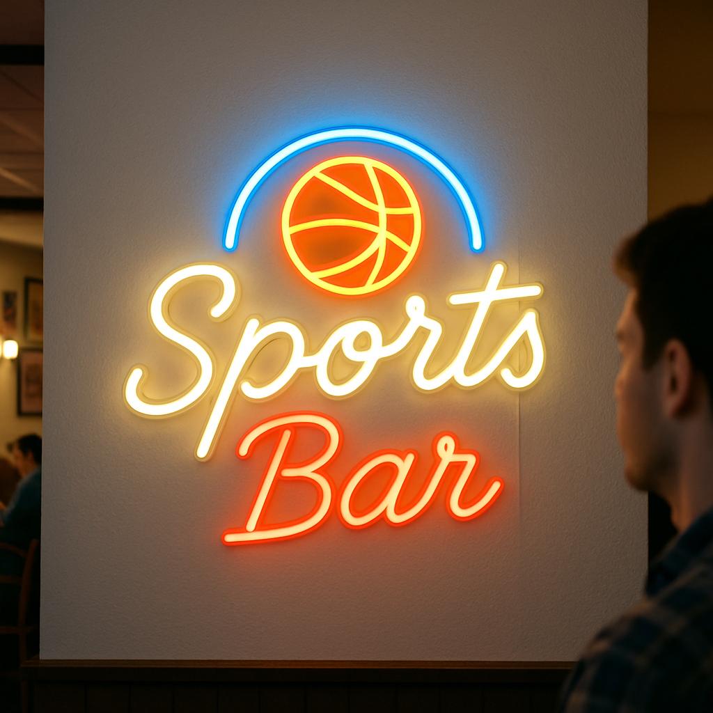 Sports Bar Neon Sign. Sports Light. Ball and Beer Mug Led Sign. Gift ...