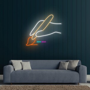 Paint Brush Neon Sign, Paint Brush in Hand Led Light, Art Supplies ...