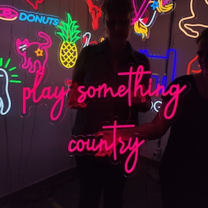 Play Something Country Neon Sign, Music Neon Light, Play Led Light ...