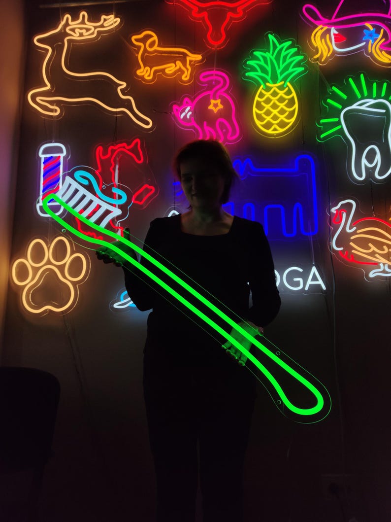 Toothbrush Neon Sign, Teeth Cleaning Led Neon, Dentist Led Light ...